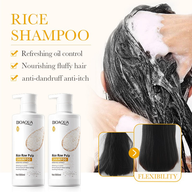 Bioaqua Rice Raw Pulp Removal Dandruff Shampoo 500ml | BIOAQUA Pakistan