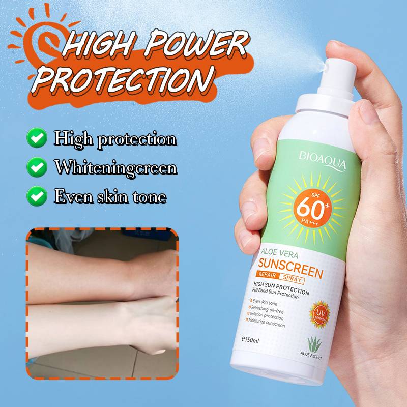 Bioaqua Spf60+ Pa+++ Aloe Vera Sunscreen Repair Spray 150ml | BIOAQUA Pakistan