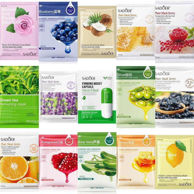 SADOER Random Sheet Mask Set | Pack of 15 or 30 | Hydrating ...