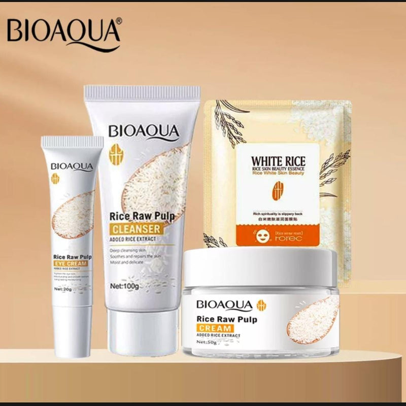 Bioaqua Pack of 4 Glow & Glowing Rice Skincare Series | BIOAQUA Pakistan